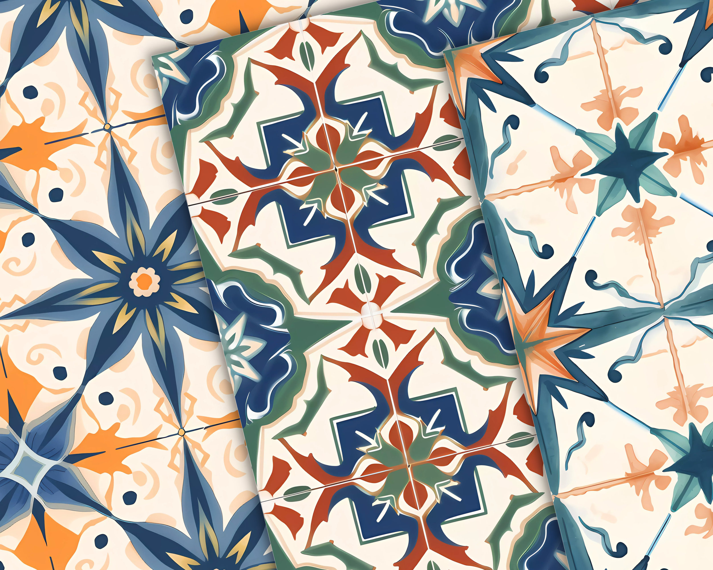 Seamless Portuguese Tiles Pattern Digital Paper, Mediterranean Tiles ...