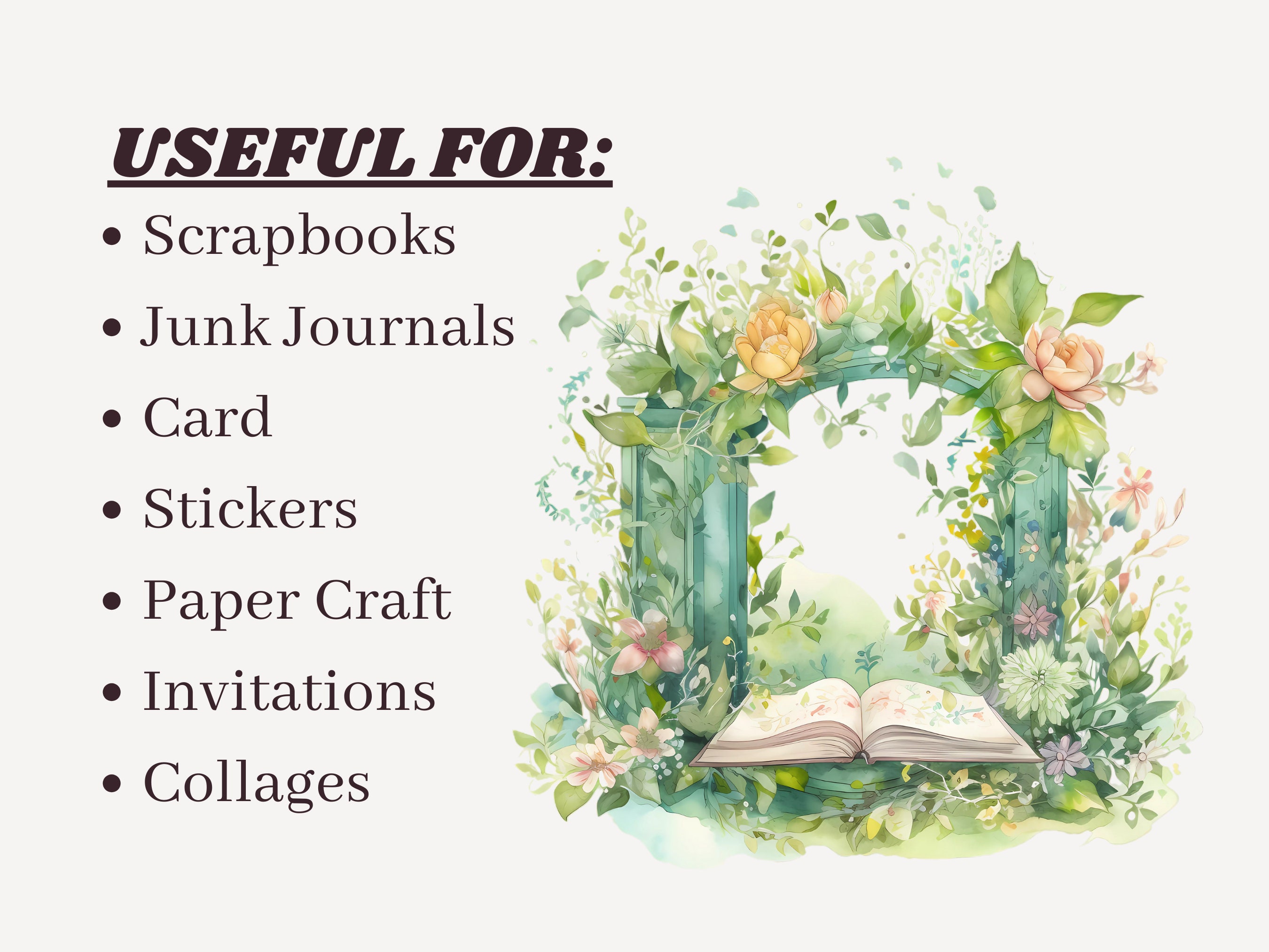 Watercolor Fantasy Books Clipart, 21 PNG Bundle, Green Open Book Clip ...