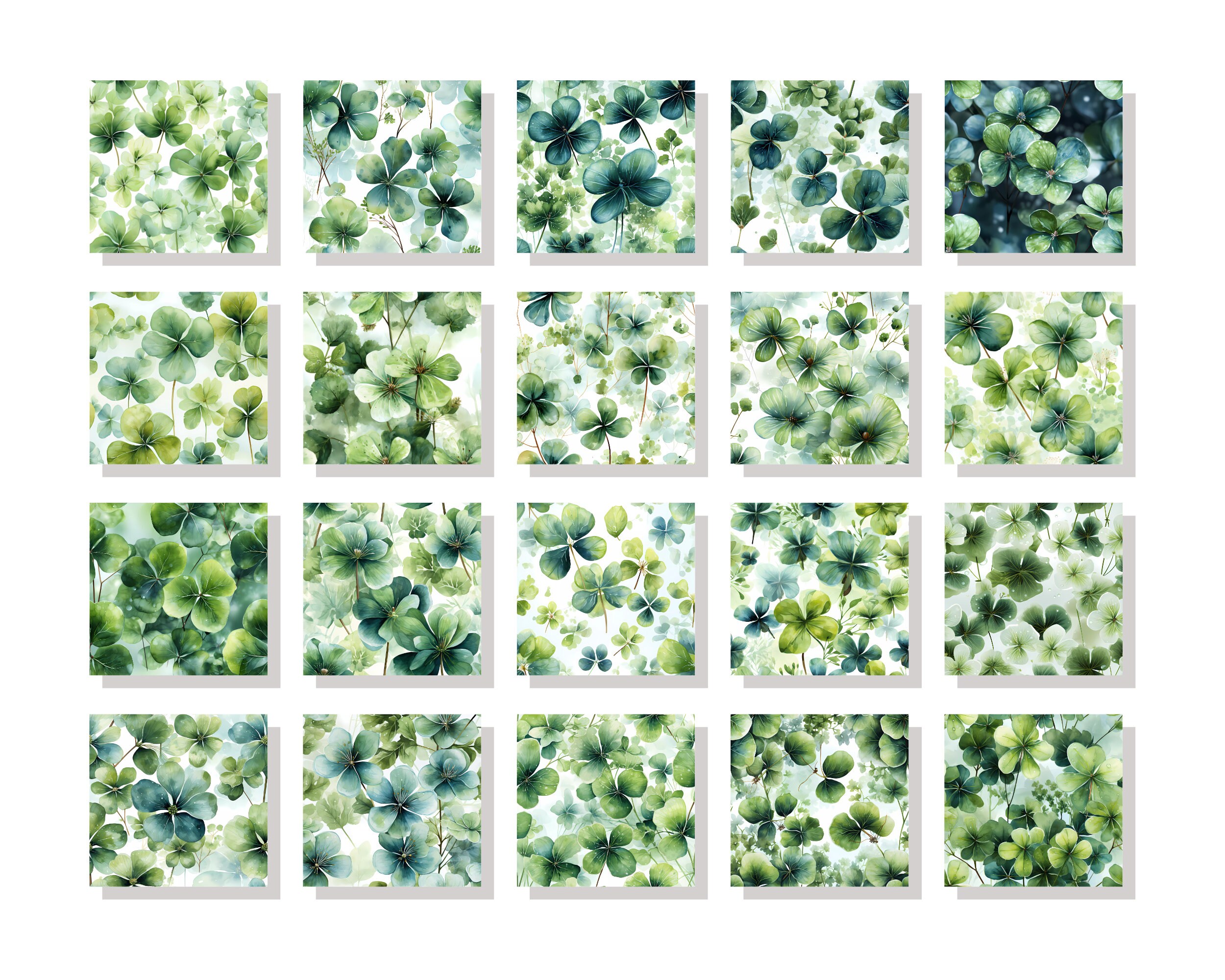 Seamless Four Leaves Clovers Floral Digital Paper, Lucky Pattern ...