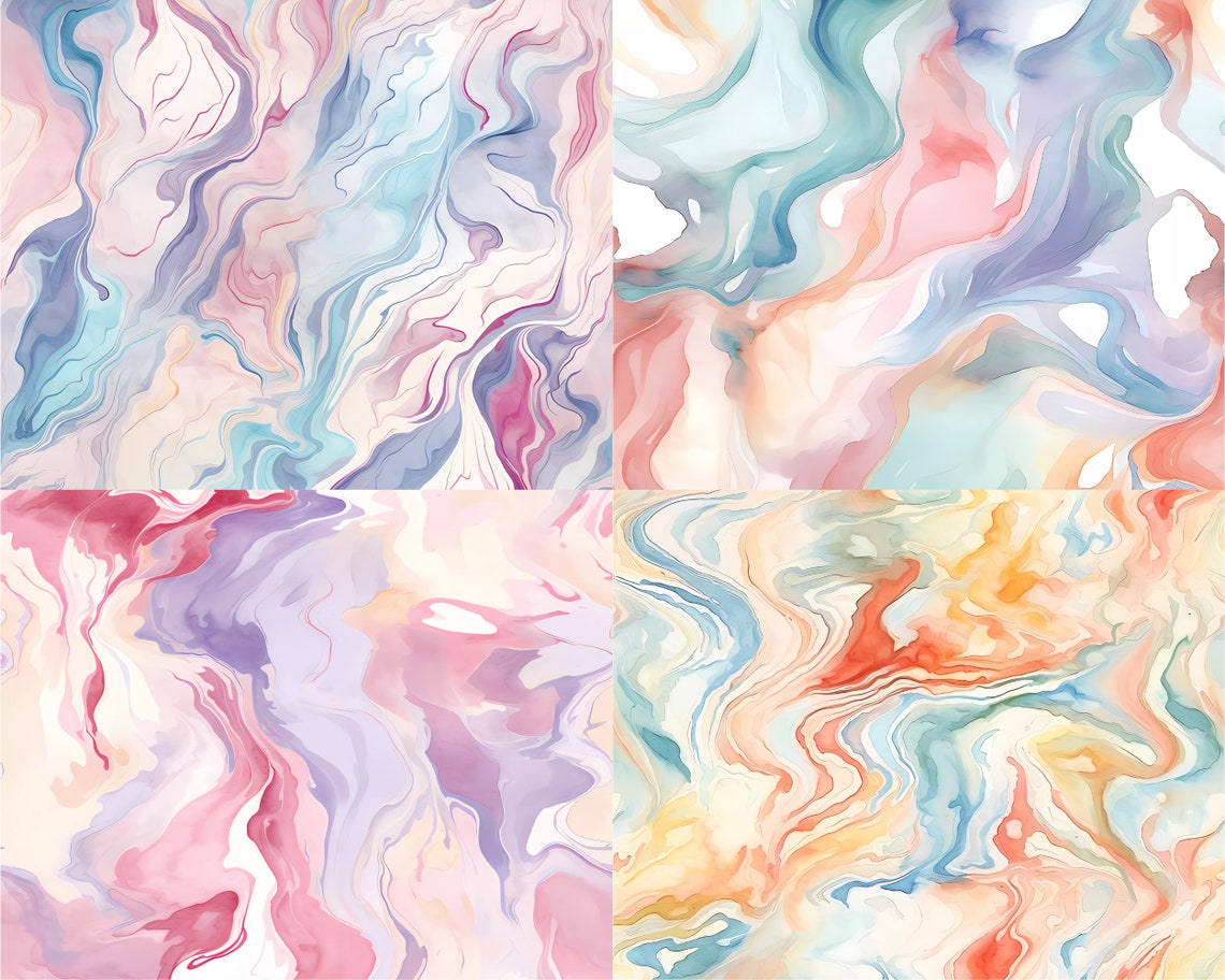 Watercolour Pastel Marble Pattern Digital Paper, Printable Background ...