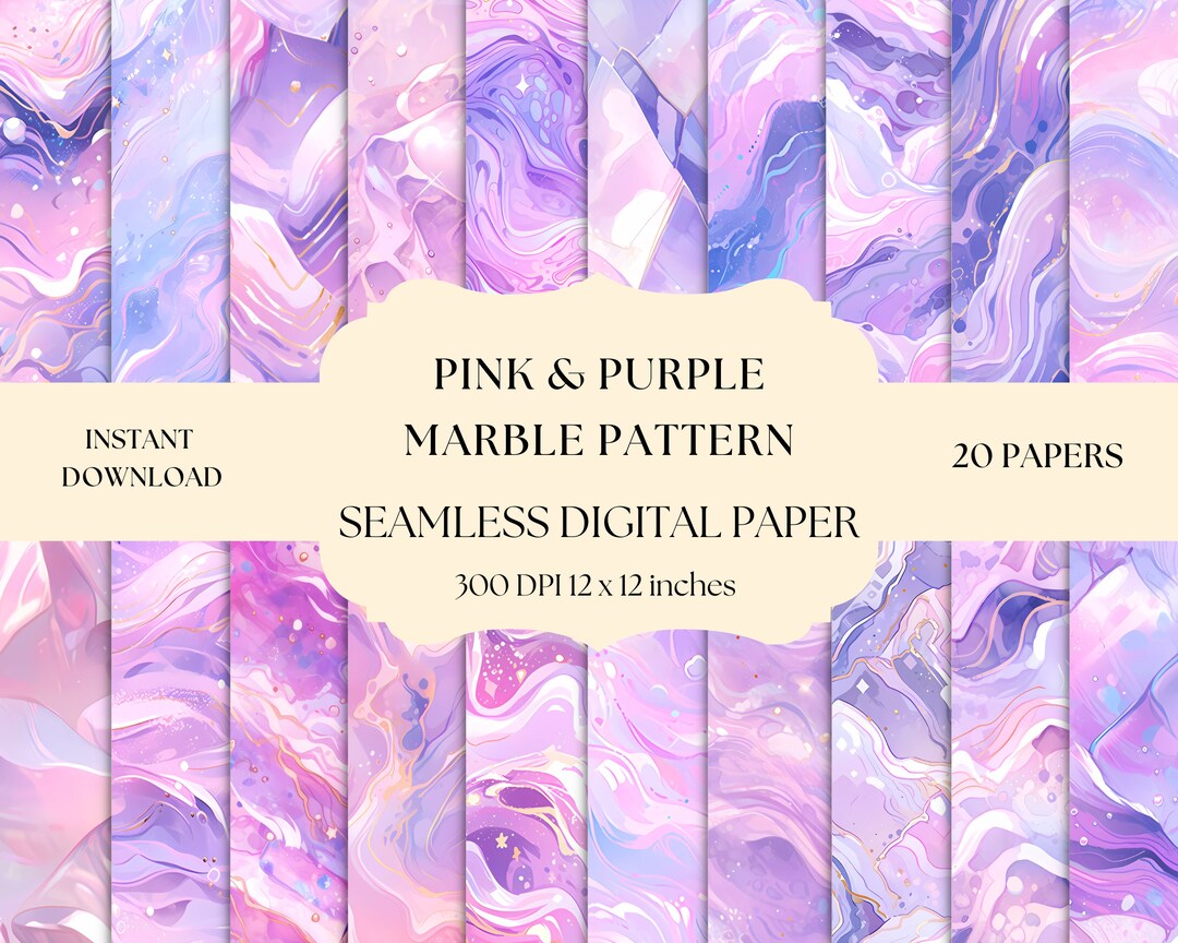 Pink & Purple Marble Pattern Digital Paper, Seamless Abstract ...