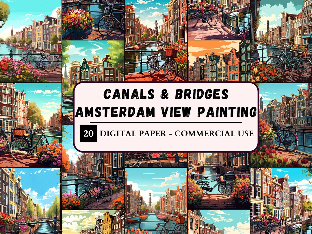 Printable Canals & Bridges Amsterdam Landscape, Cityscape Background ...
