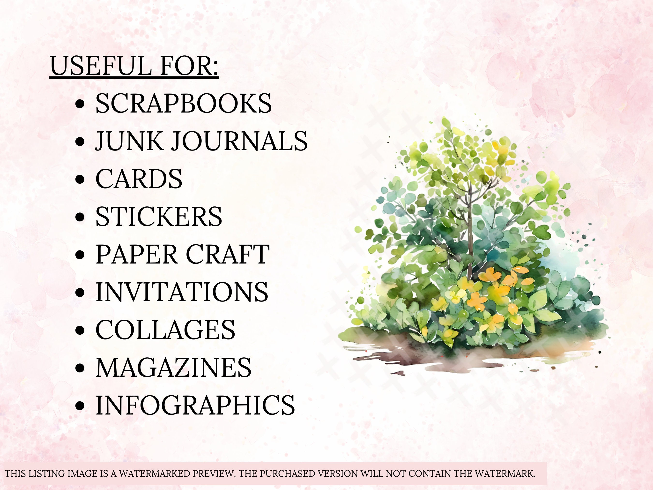 Watercolour Garden Bushes Clipart, Botanical Bundle PNG, Forest Bush ...