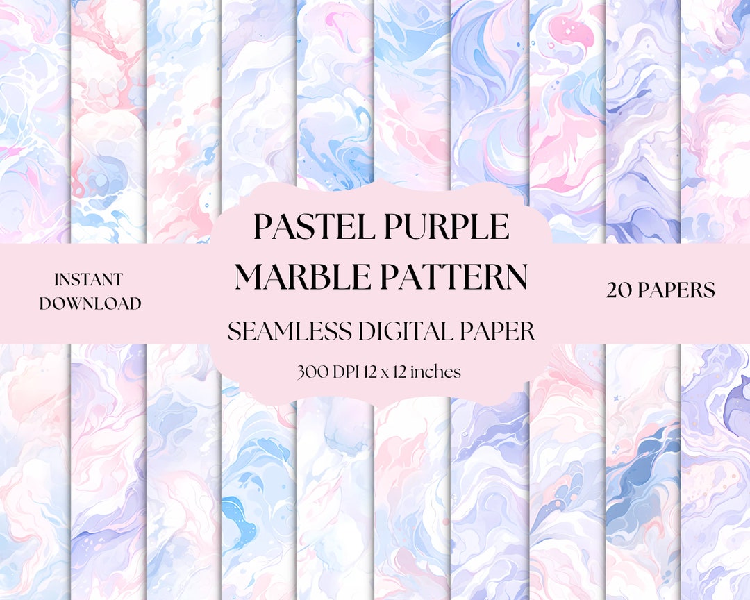 Pastel Purple & Pink Marble Digital Paper Set, Elegant Dreamy Marble ...