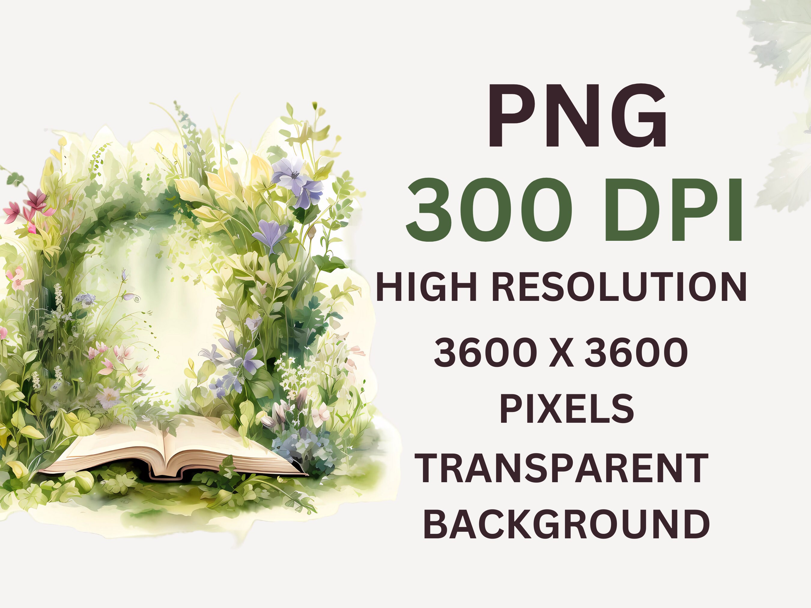 Watercolor Fantasy Books Clipart, 21 PNG Bundle, Green Open Book Clip ...