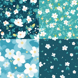 Floral Pattern Digital Paper Flowers Seamless Pattern Spring - Etsy