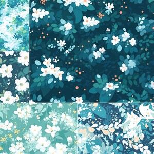 Floral Pattern Digital Paper Flowers Seamless Pattern Spring - Etsy