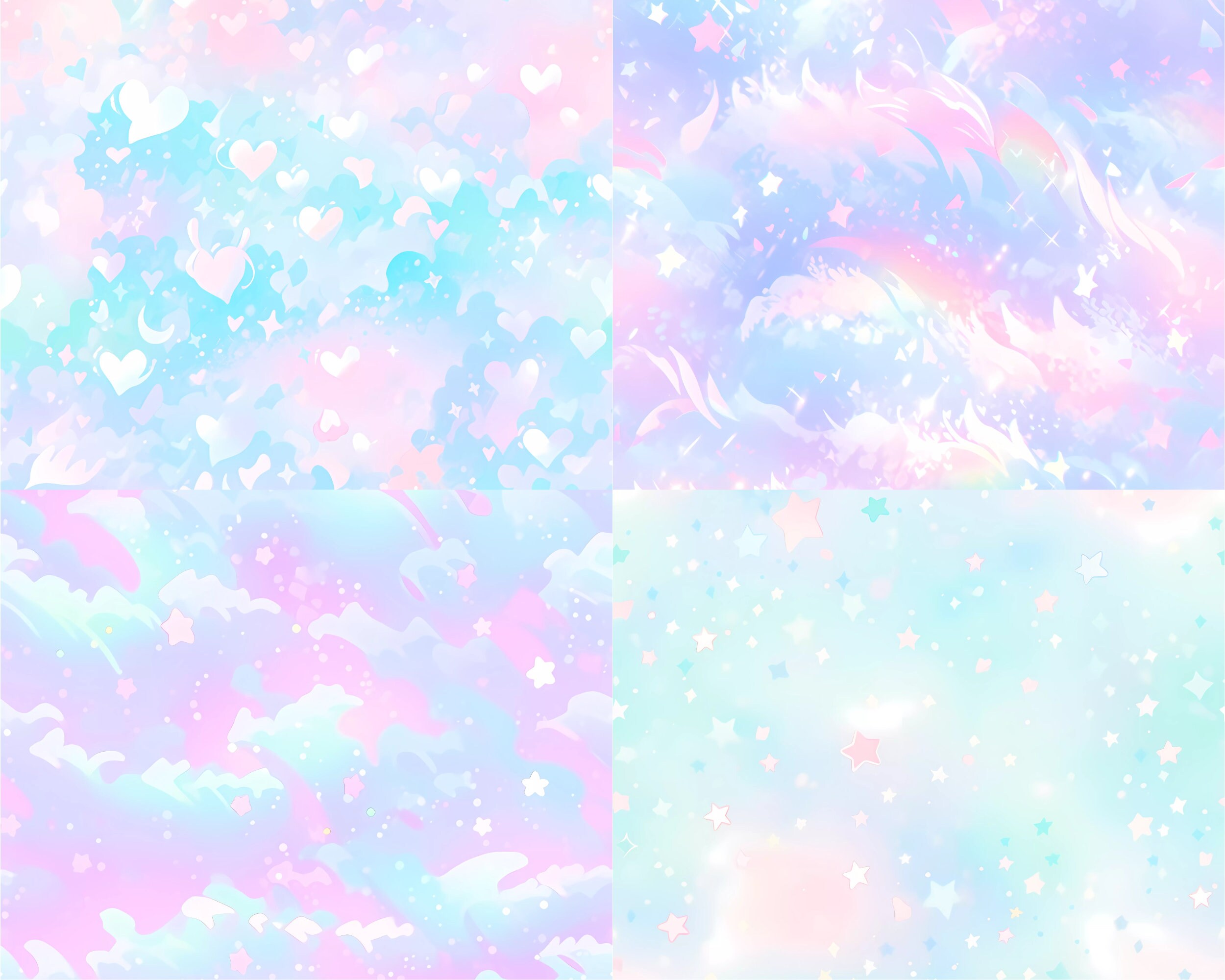 Clouds Pattern Digital Paper, Pastel Glitter Patterns, Instant Download ...