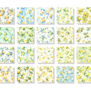 Watercolour Lemons Digital Paper, Summer Citrus Greenery Seamless ...