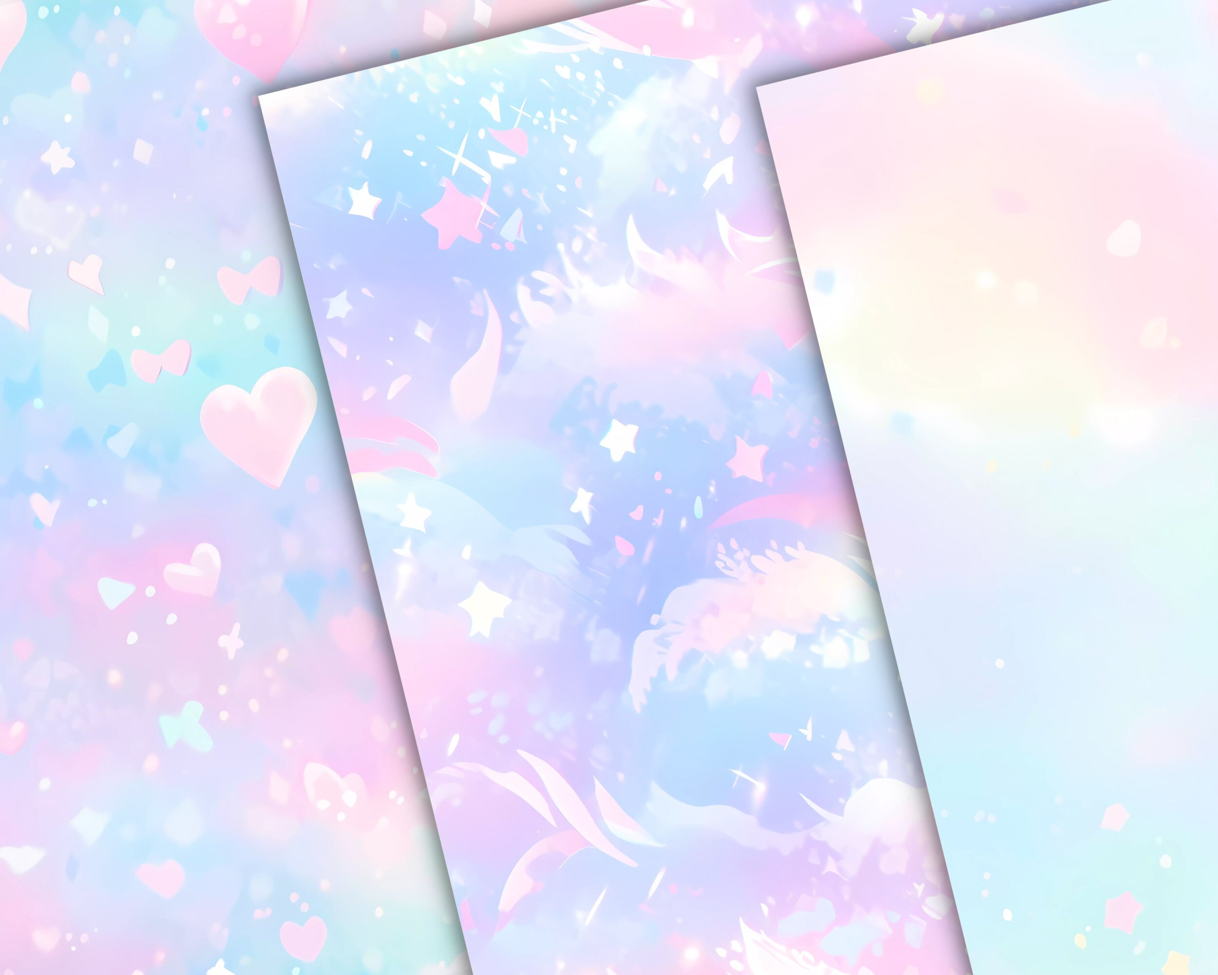 Clouds Pattern Digital Paper, Pastel Glitter Patterns, Instant Download ...