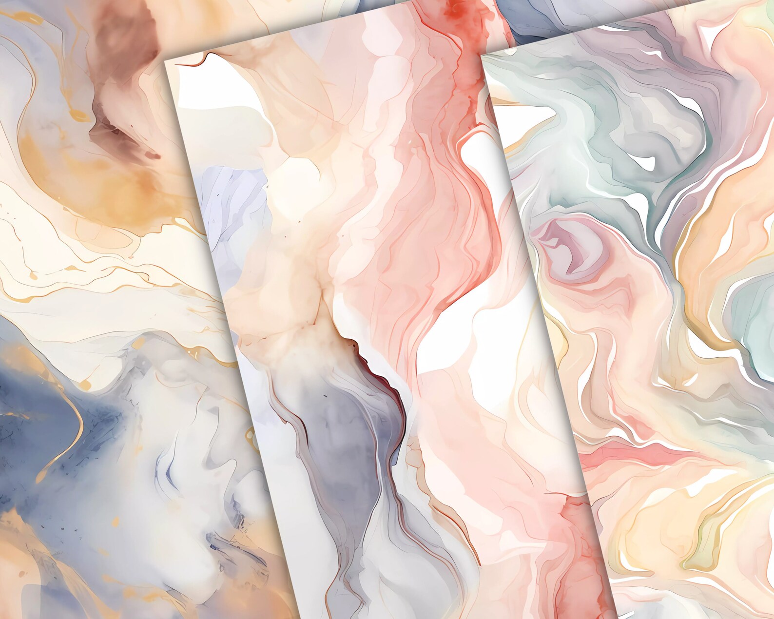 Watercolour Pastel Marble Pattern Digital Paper, Printable Background ...