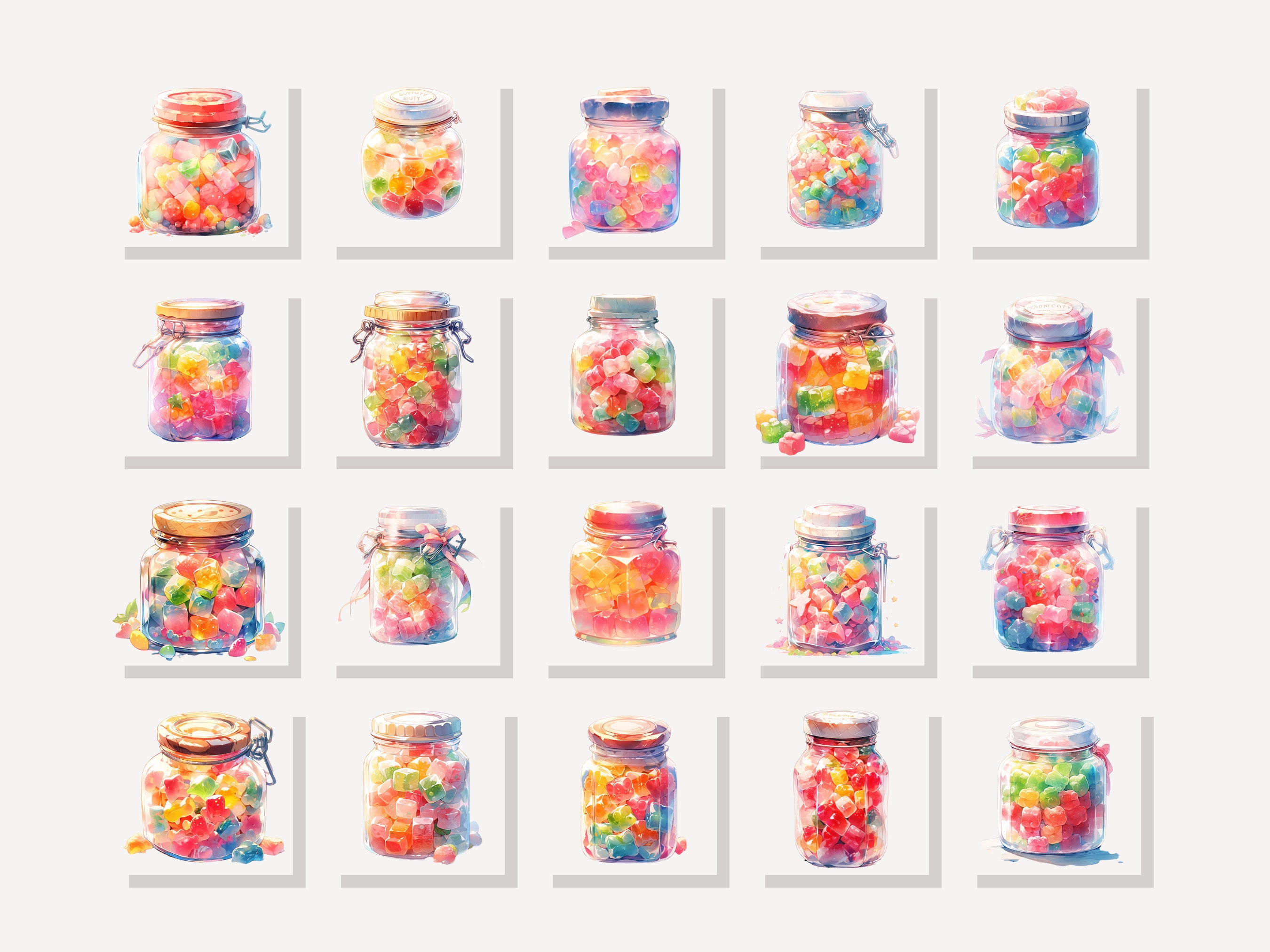 Watercolour Colourful Candy Clipart, Food Graphics, Sweets Art, Old Jar ...