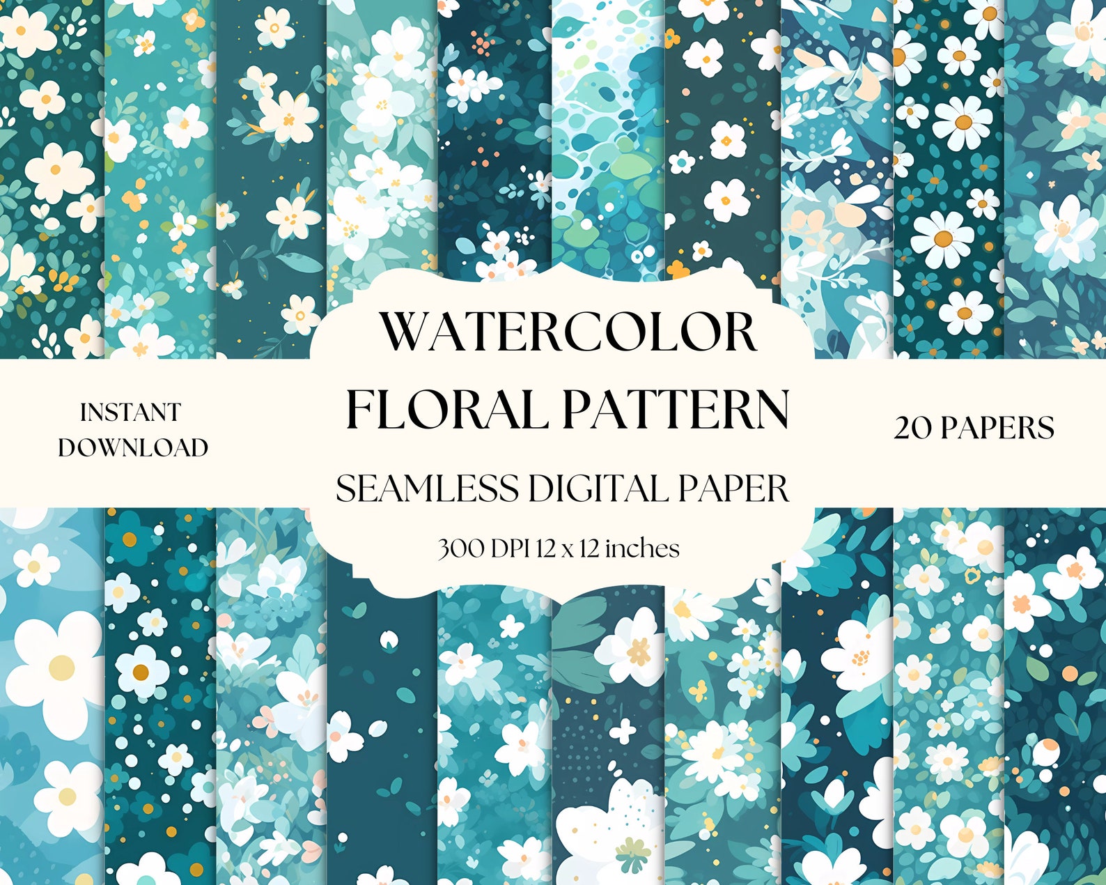 Floral Pattern Digital Paper Flowers Seamless Pattern Spring - Etsy