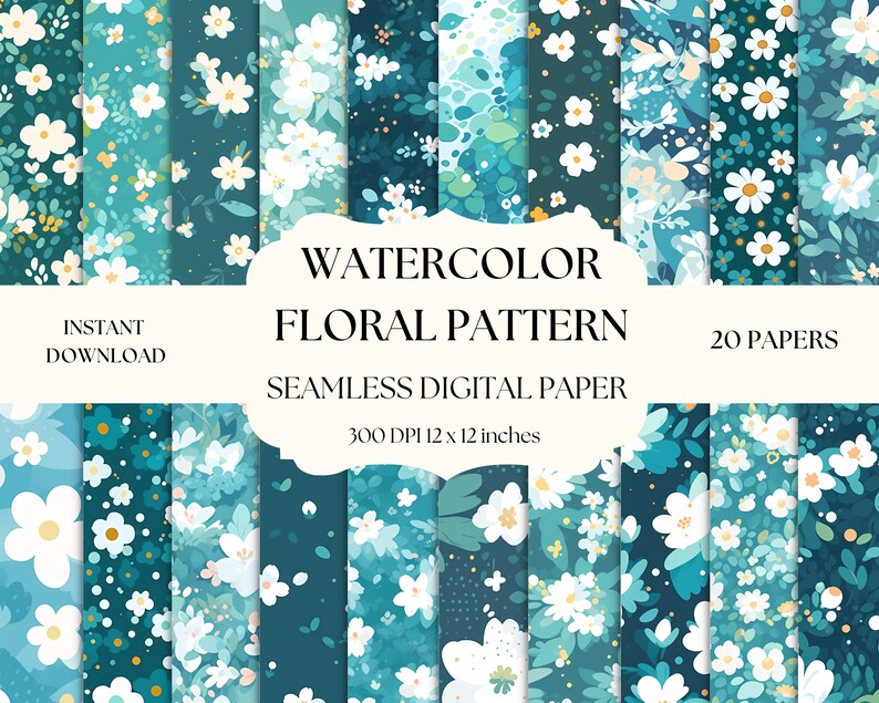 Floral Pattern Digital Paper Flowers Seamless Pattern Spring - Etsy