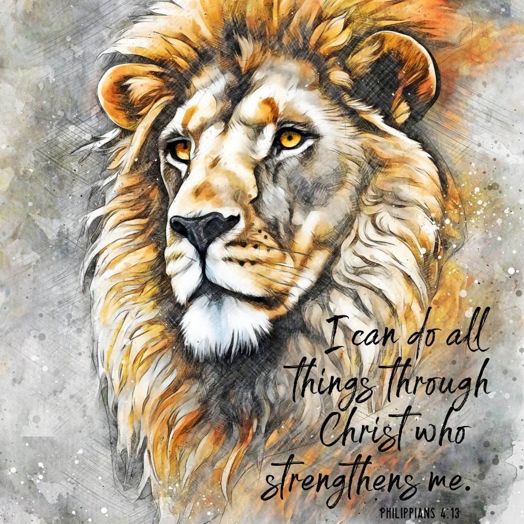 Lion Philippians 4 13 PRINTABLE Art, Scripture: I Can Do All Things ...