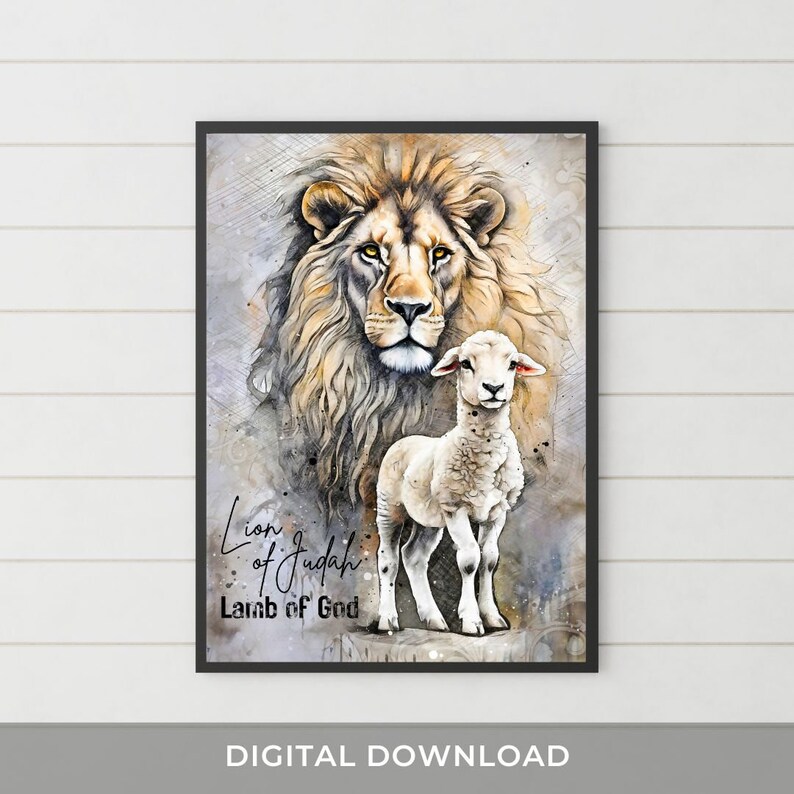 Lion of Judah and Lamb of God PRINTABLE Wall Art, Printable Instant ...