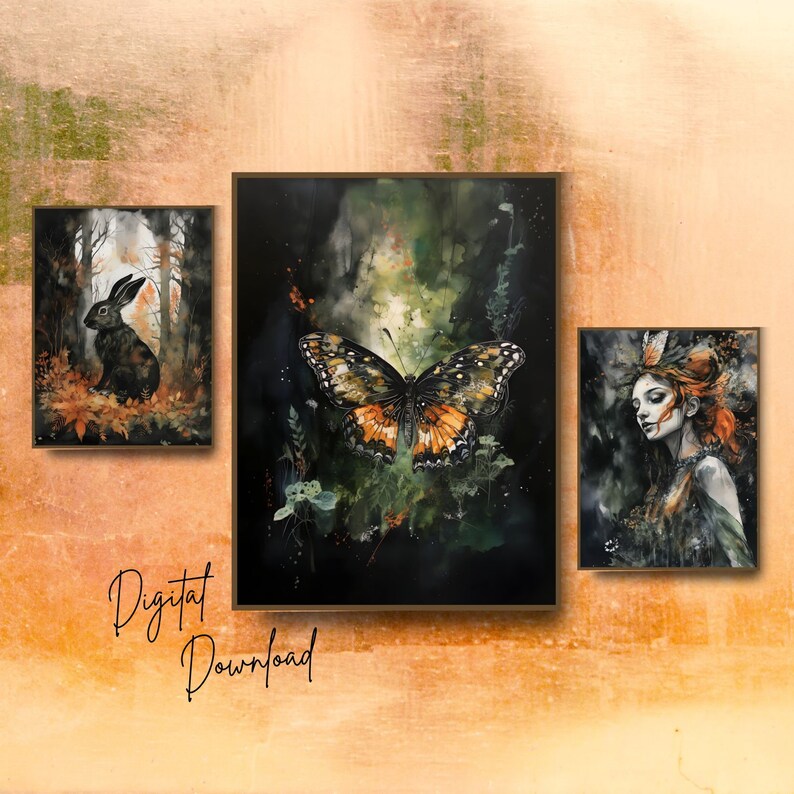 Set of 3 Dark Cottagecore, Dark Forest Academia Printable Gallery Wall ...