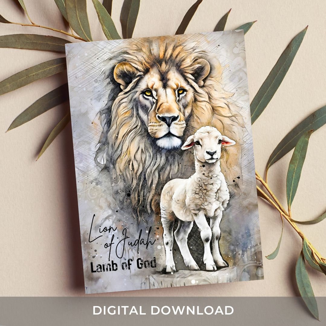 Lion of Judah and Lamb of God PRINTABLE Wall Art, Printable Instant ...