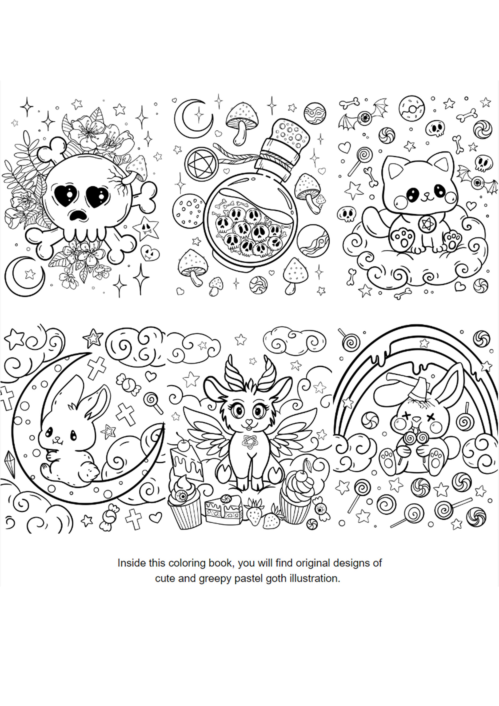Cute and Creepy Kawaii Coloring Book - Etsy