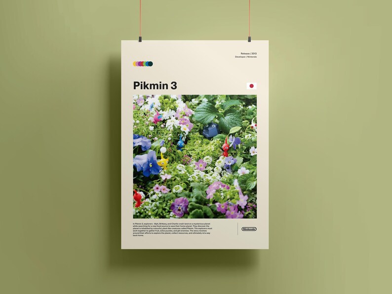 Pikmin 3 Poster, Video Game Poster, Minimalist Game Print, Gaming Room ...