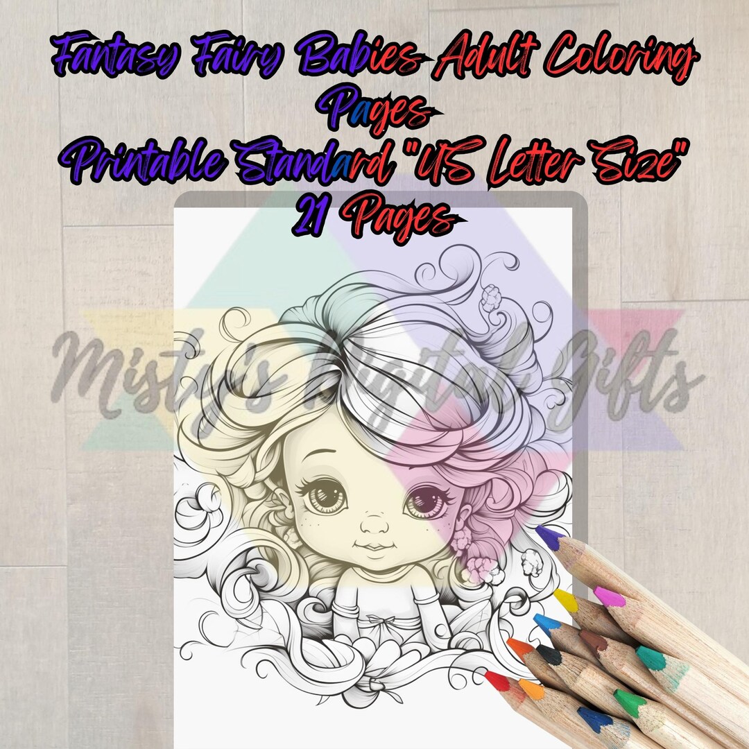 Fantasy Fairy Babies Adult Coloring Pages - Etsy