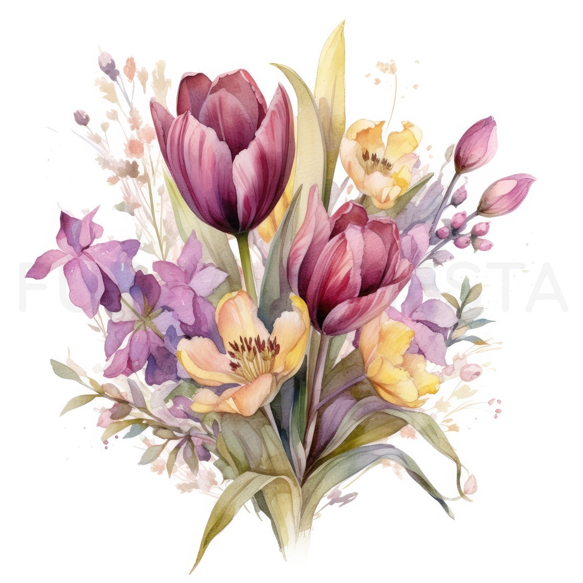 Tulip Printable Flower Art Set 2 12 High Quality Jpgs - Etsy