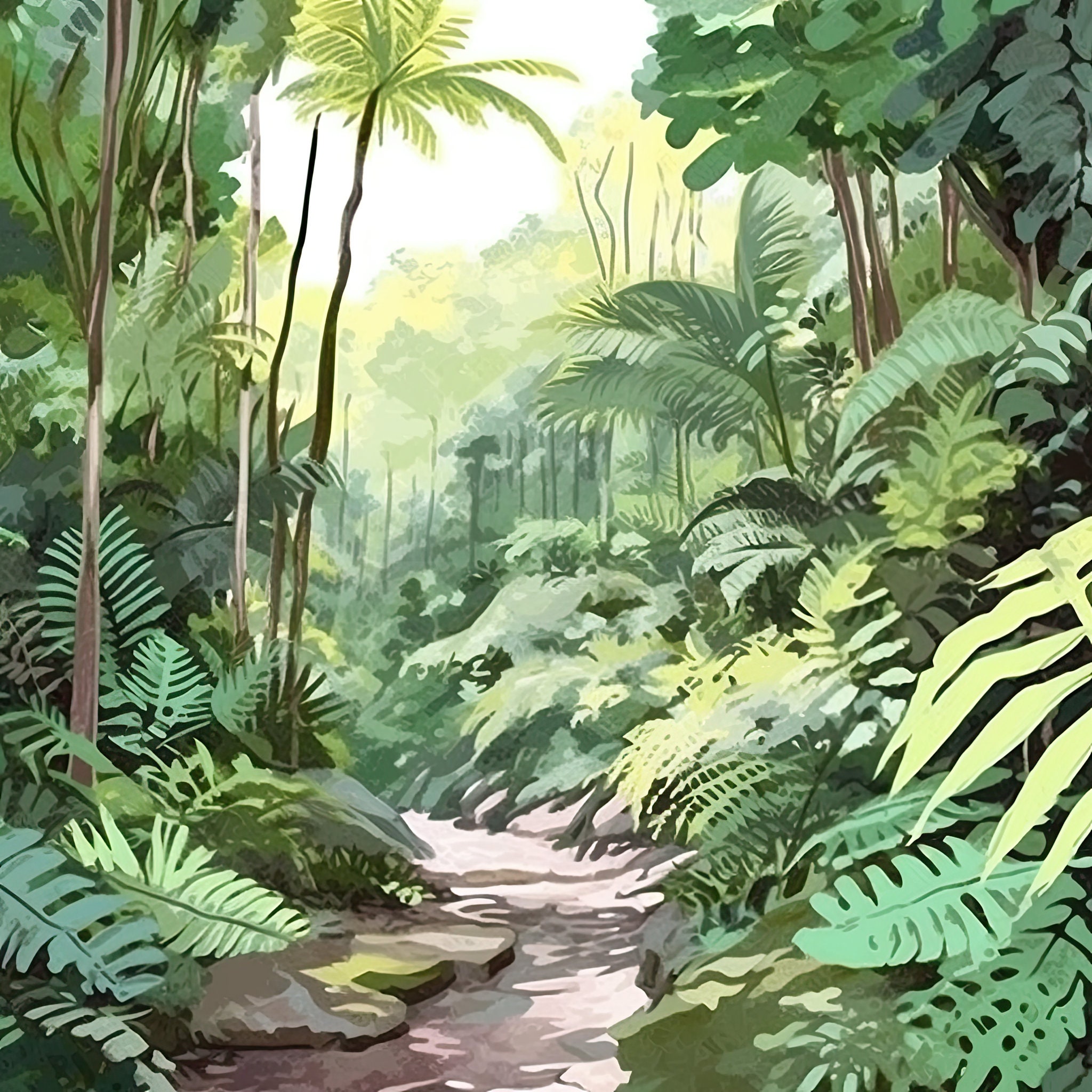 Fern Gully Clipart, 12 High Quality Jpgs, Printable Watercolor Wall Art ...