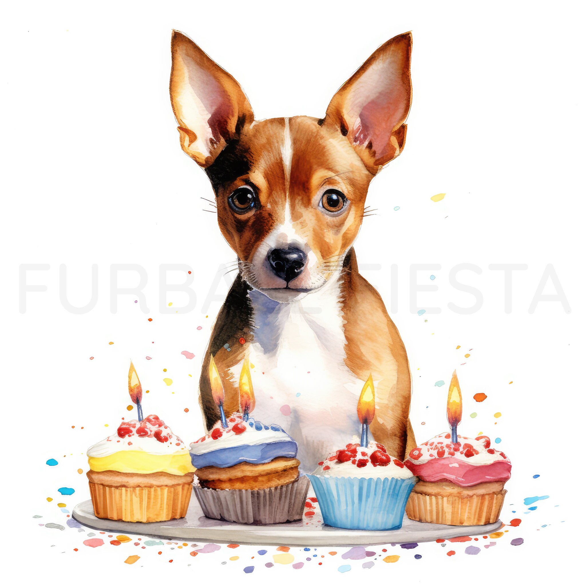 Basenji Puppy Clipart, 16 High-quality JPG, Watercolor, Printable Dog ...