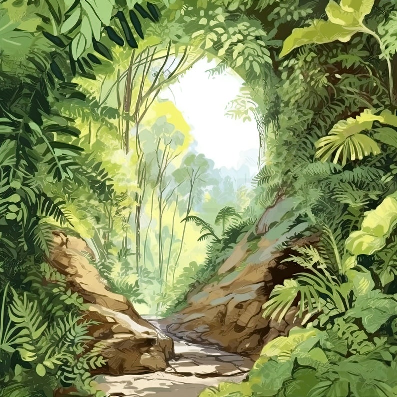 Fern Gully Clipart, 12 High Quality Jpgs, Printable Watercolor Wall Art ...