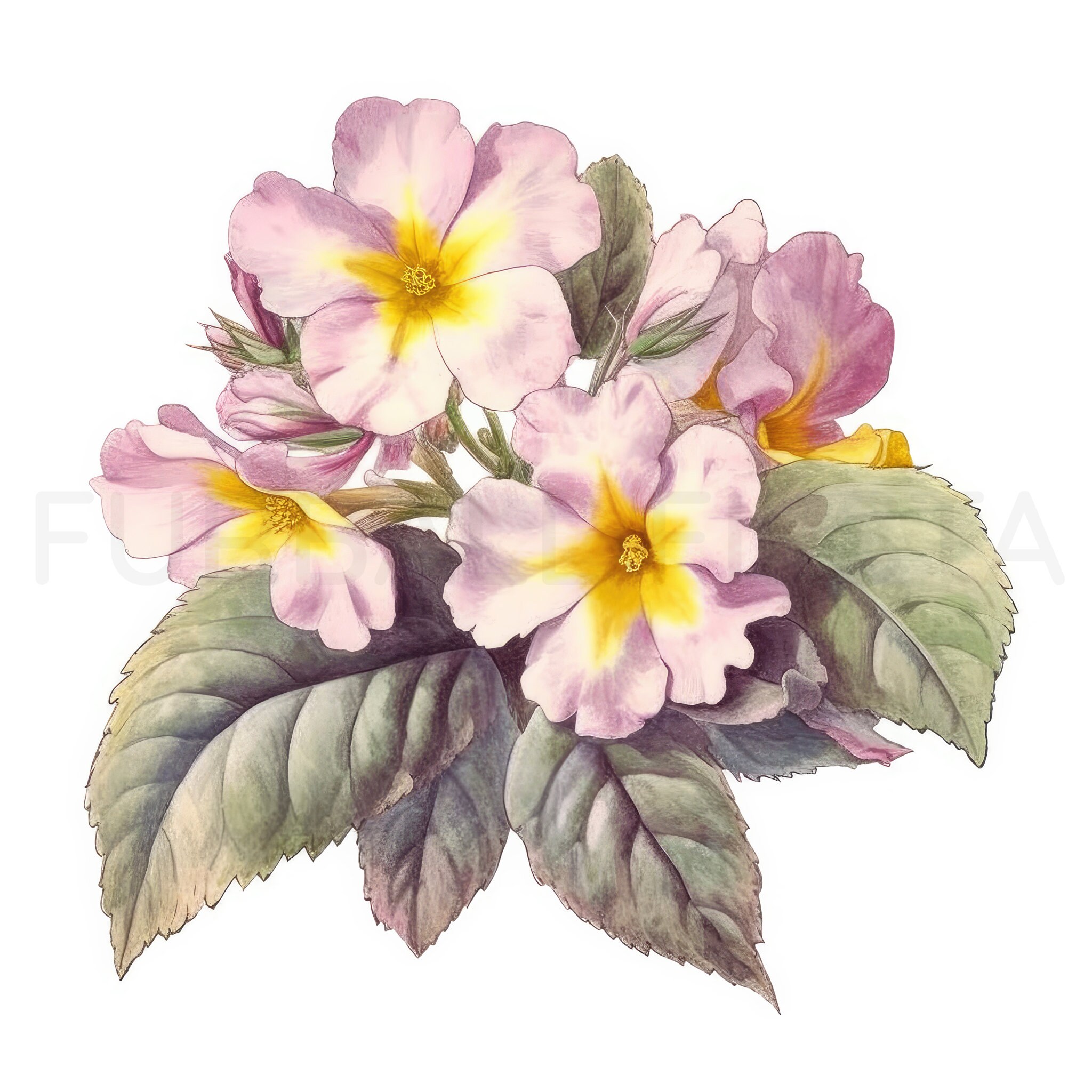 Primrose Printable Flower Art Set 2, 10 High Quality Jpgs, Watercolor ...