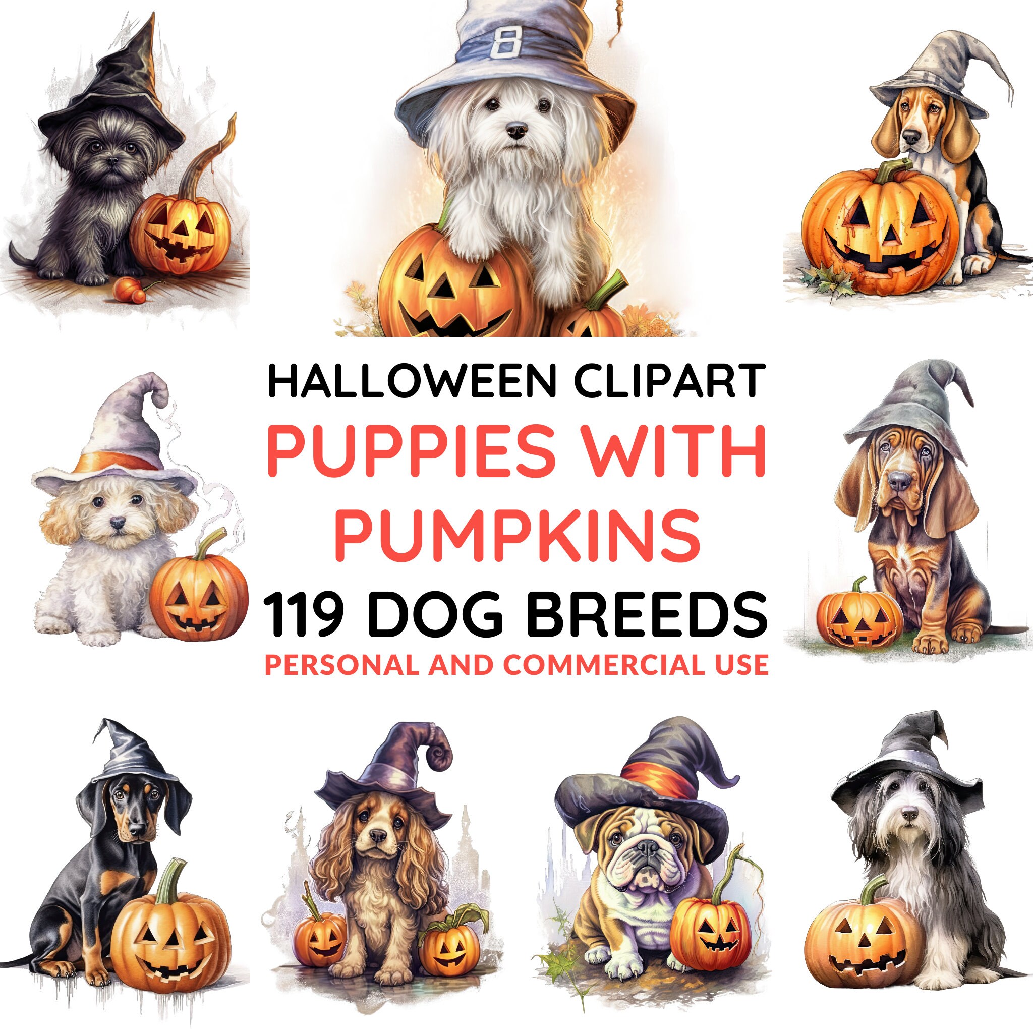 Cute Halloween Puppies Clip Art