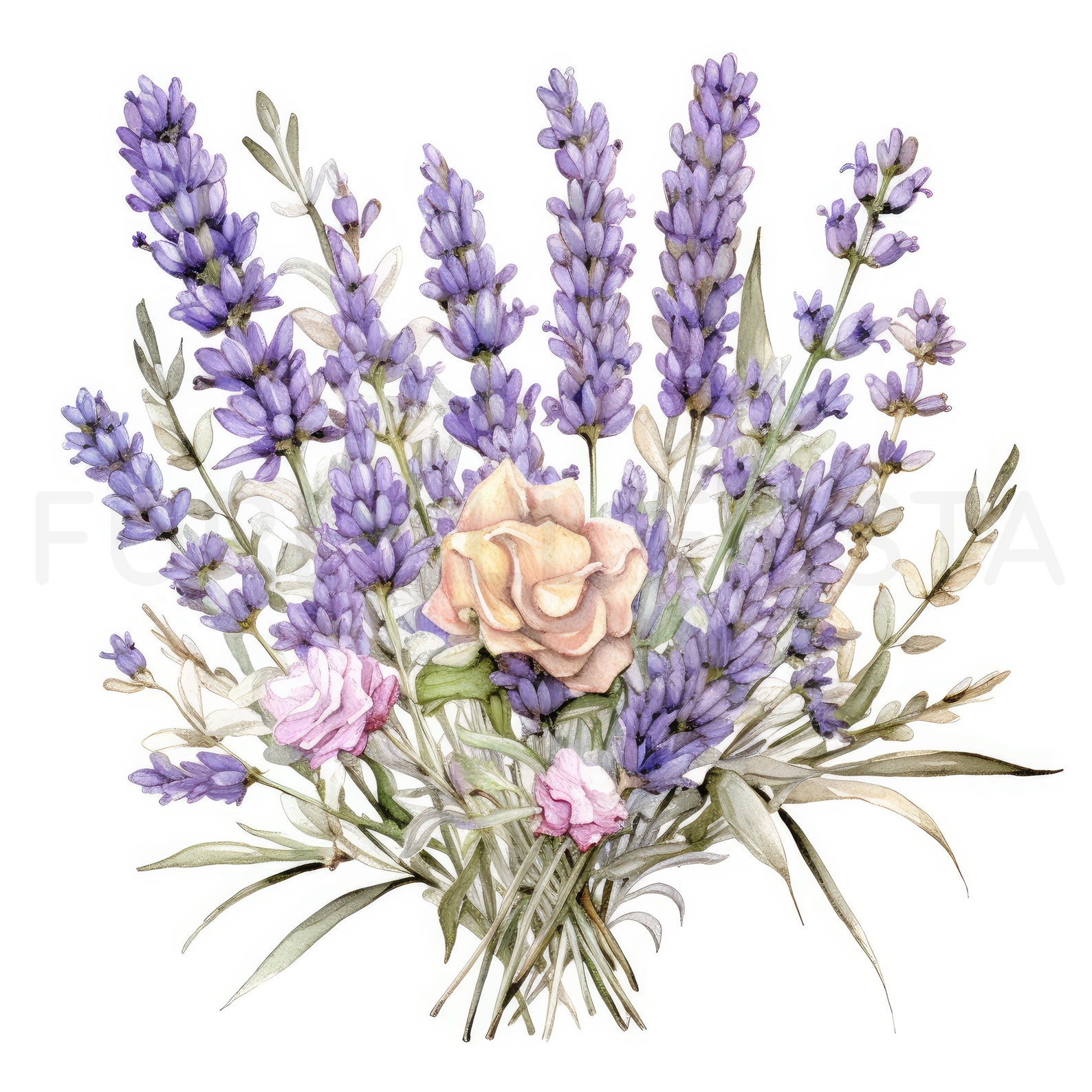 Lavender Printable Flower Art, 10 High Quality Jpgs, Watercolor Flower ...