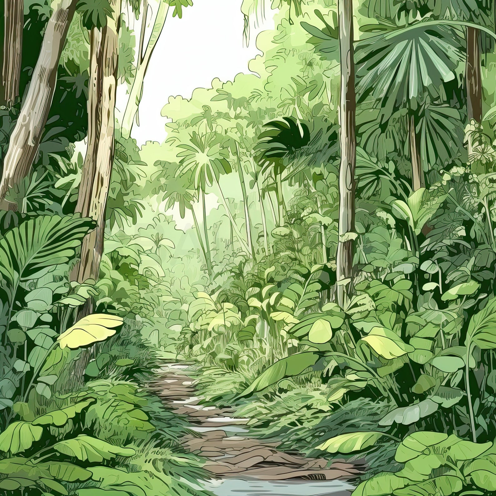 Fern Gully Clipart, 12 High Quality Jpgs, Printable Watercolor Wall Art ...