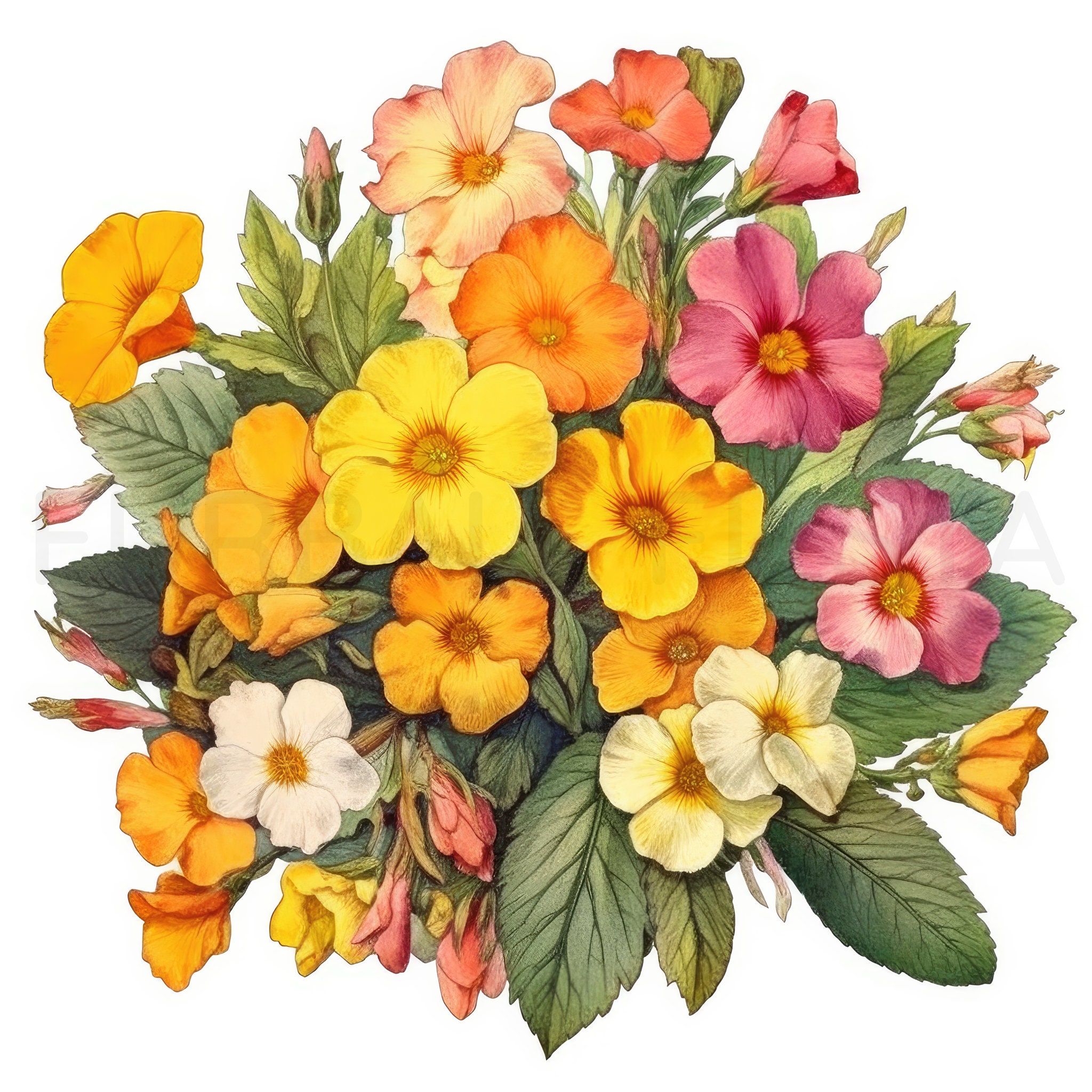 Primrose Printable Flower Art Set 2 10 High Quality Jpgs - Etsy