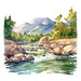 Mountain Stream Clipart, 12 High Quality Jpgs, Printable Watercolor ...