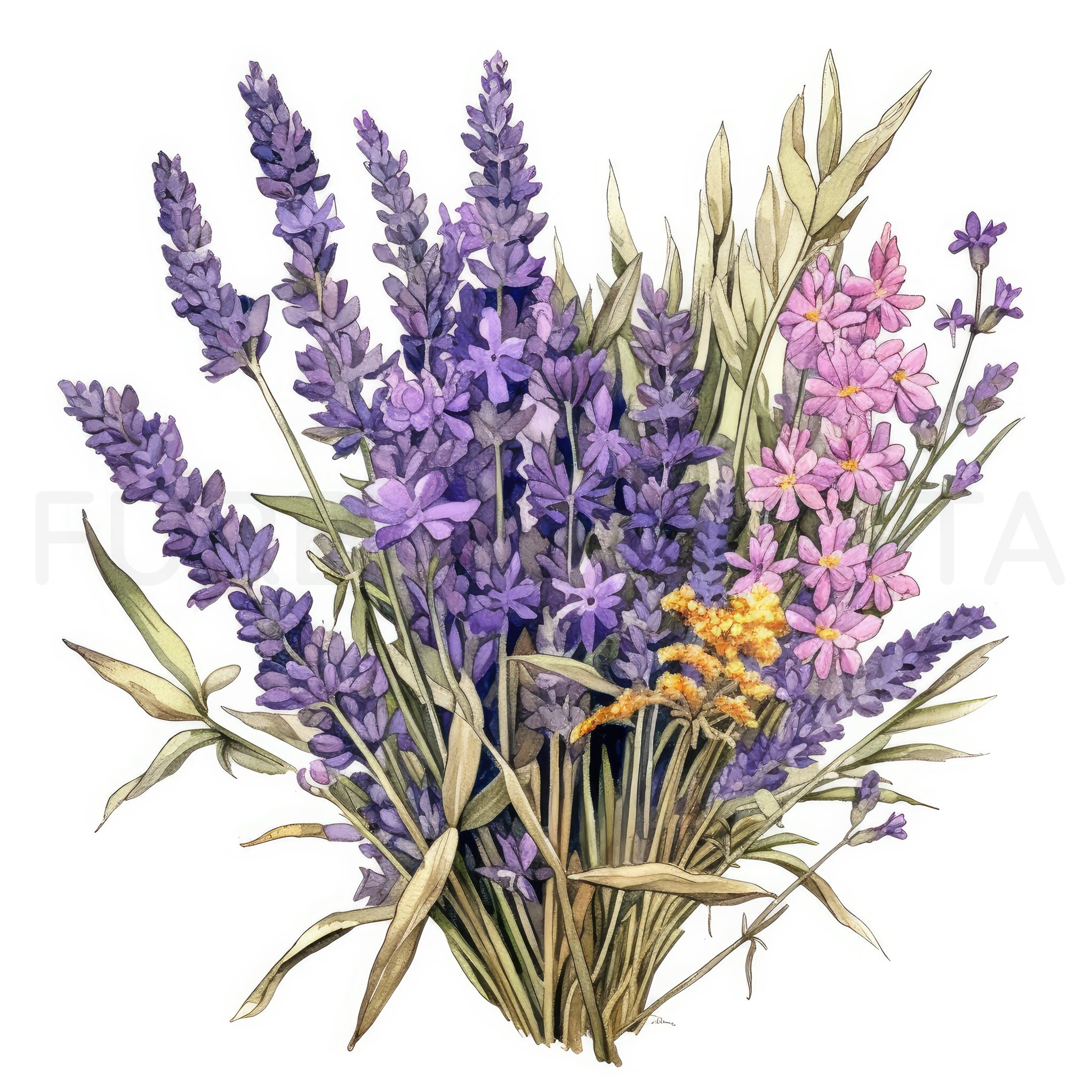 Lavender Printable Flower Art, 10 High Quality Jpgs, Watercolor Flower ...