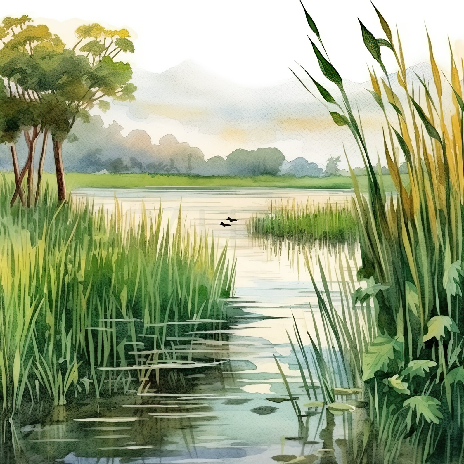 Cattail Marsh Clipart, 12 High Quality Jpgs, Junk Journal, Printable ...