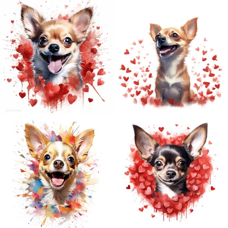 Chihuahua Puppy Clipart, 16 High-quality Jpgs, Watercolor, Printable ...