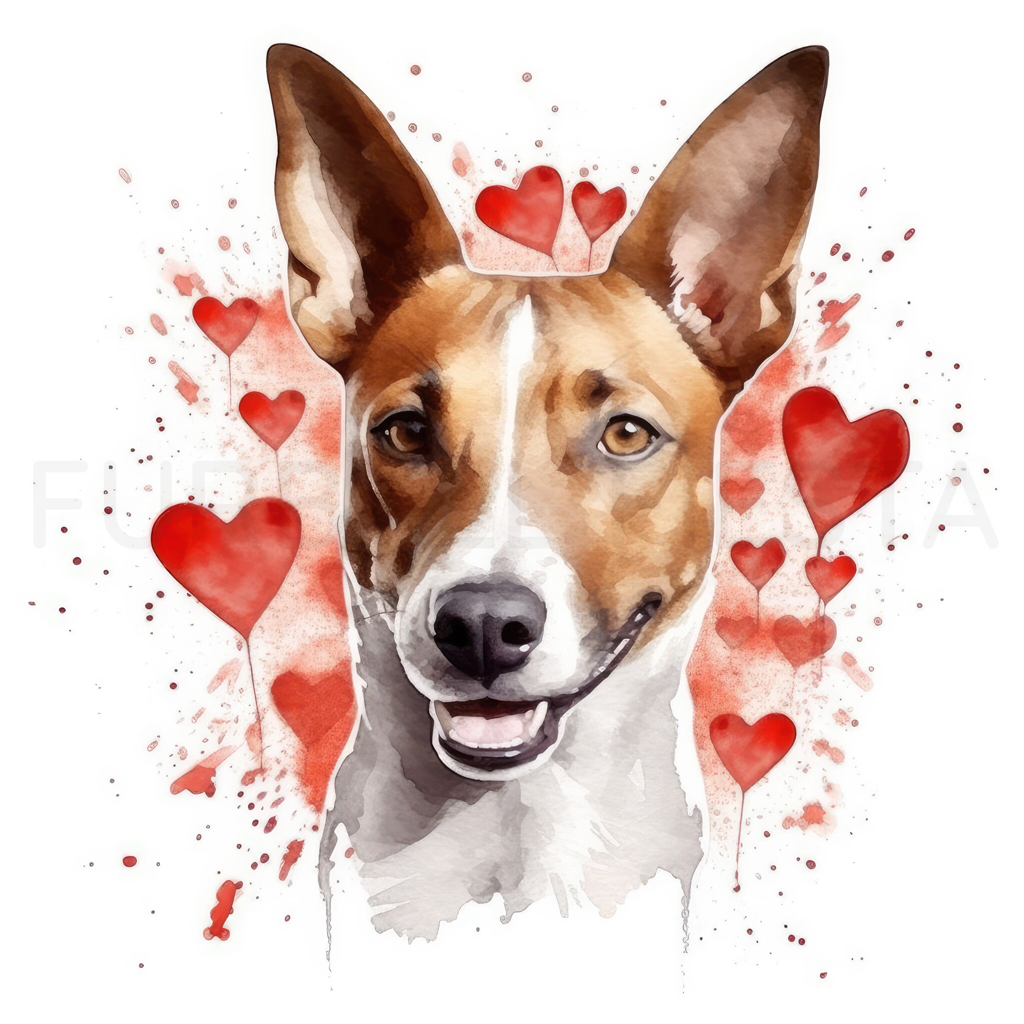 Basenji Puppy Clipart, 16 High-quality JPG, Watercolor, Printable Dog ...
