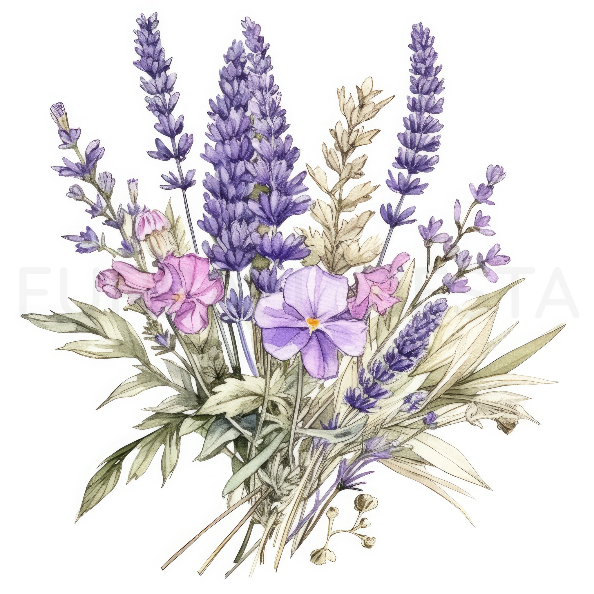 Lavender Printable Flower Art, 10 High Quality Jpgs, Watercolor Flower ...