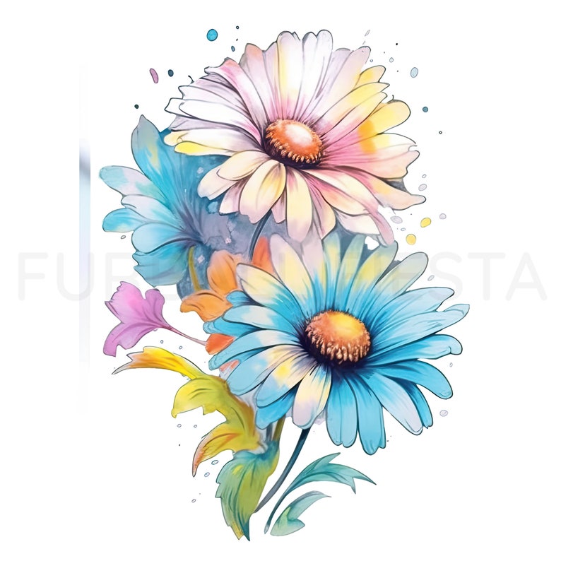 Colorful Daisies Clipart Bundle, 13 High Quality PNG Images ...