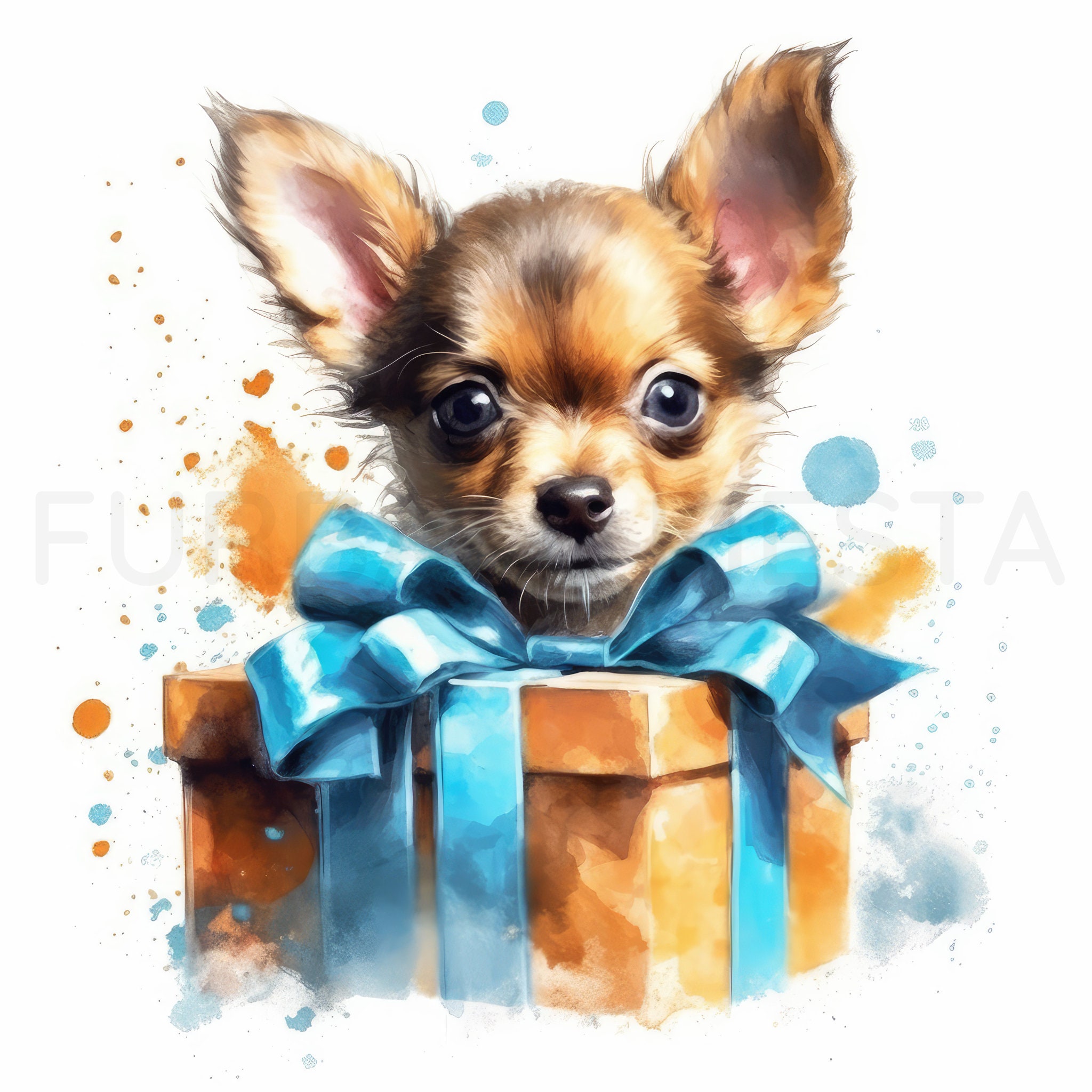 Chihuahua Puppy Clipart, 16 High-quality Jpgs, Watercolor, Printable ...
