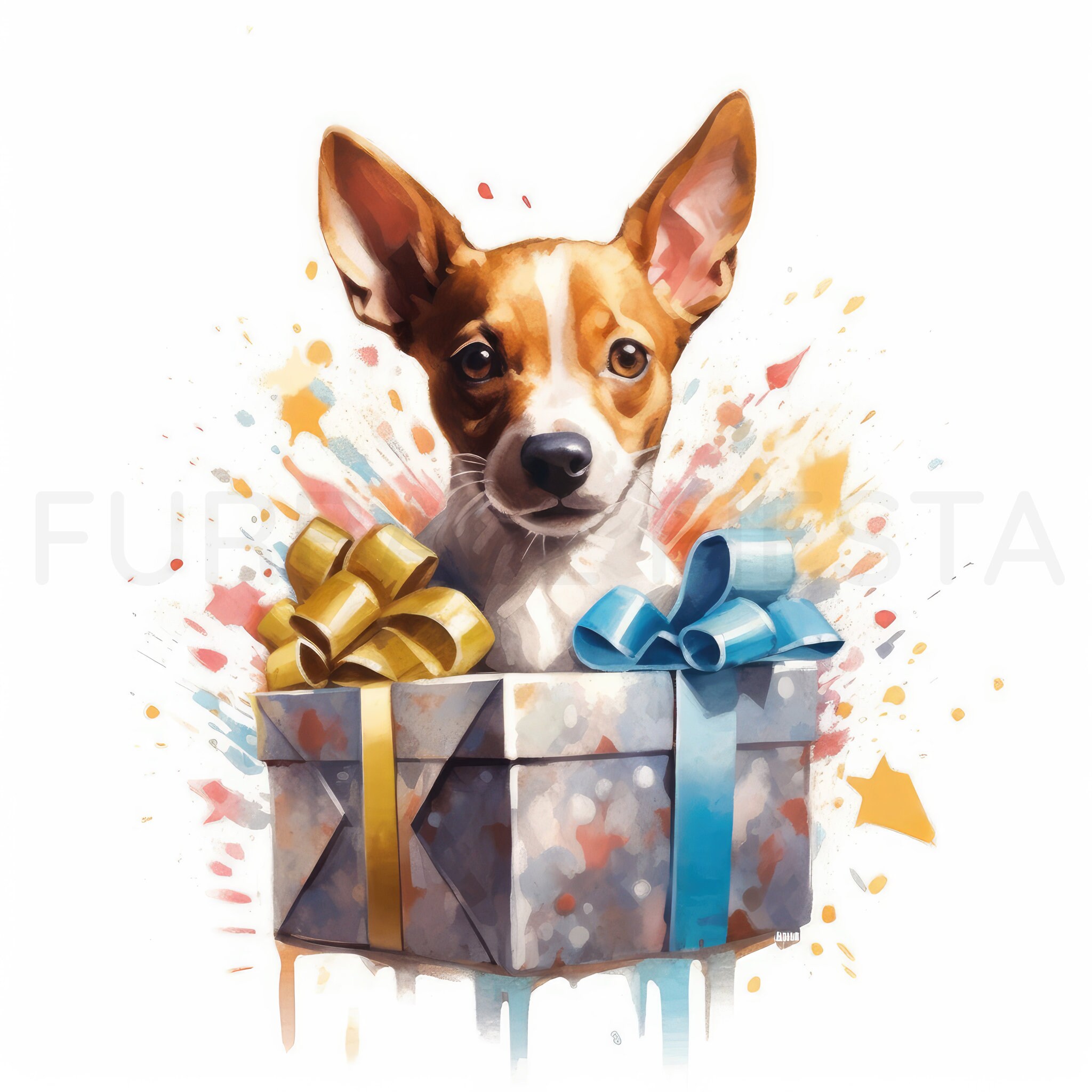 Basenji Puppy Clipart, 16 High-quality JPG, Watercolor, Printable Dog ...
