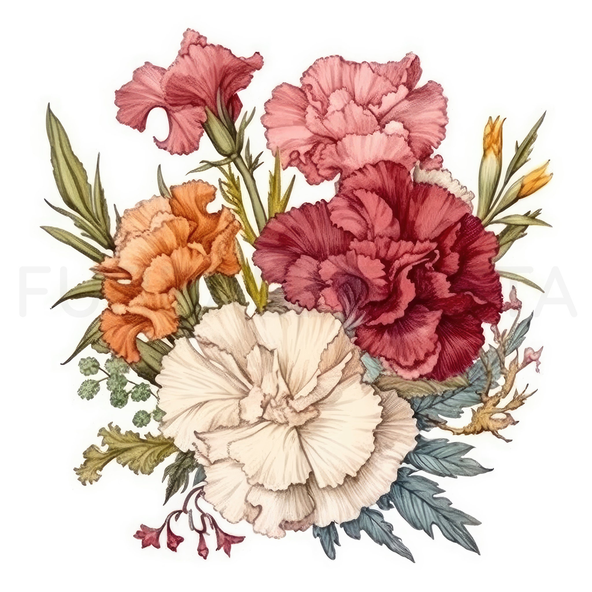 Carnation Printable Flower Art 10 High Quality Jpgs - Etsy