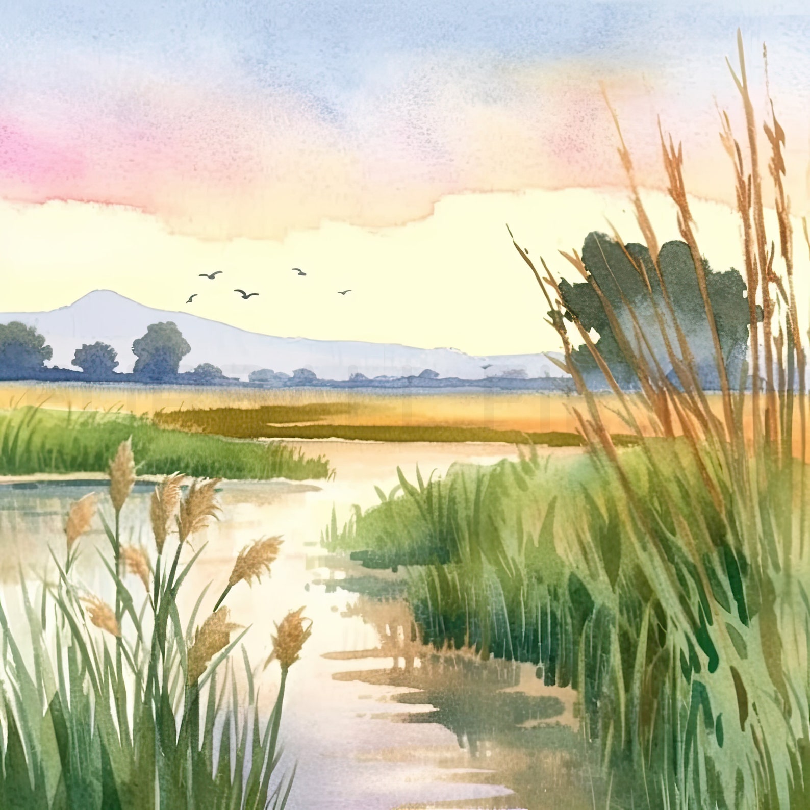 Cattail Marsh Clipart, 12 High Quality Jpgs, Junk Journal, Printable ...