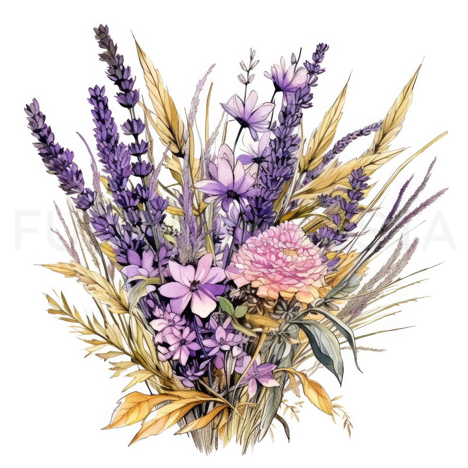 Lavender Printable Flower Art Set 2, 10 High Quality Jpgs, Watercolor ...