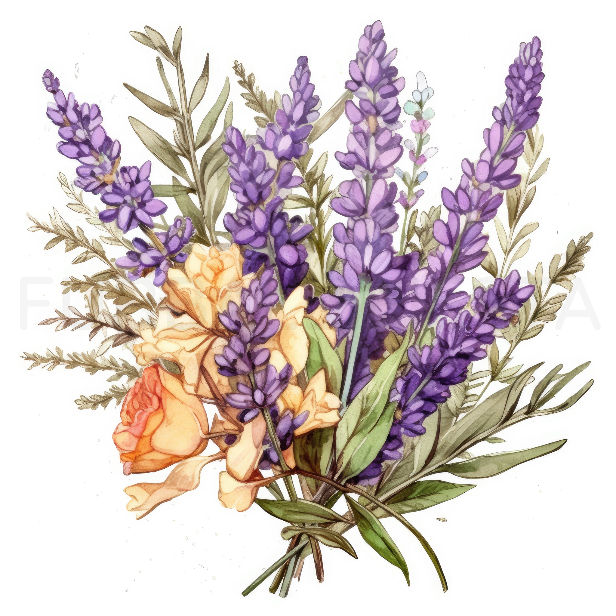 Lavender Printable Flower Art Set 2, 10 High Quality Jpgs, Watercolor ...