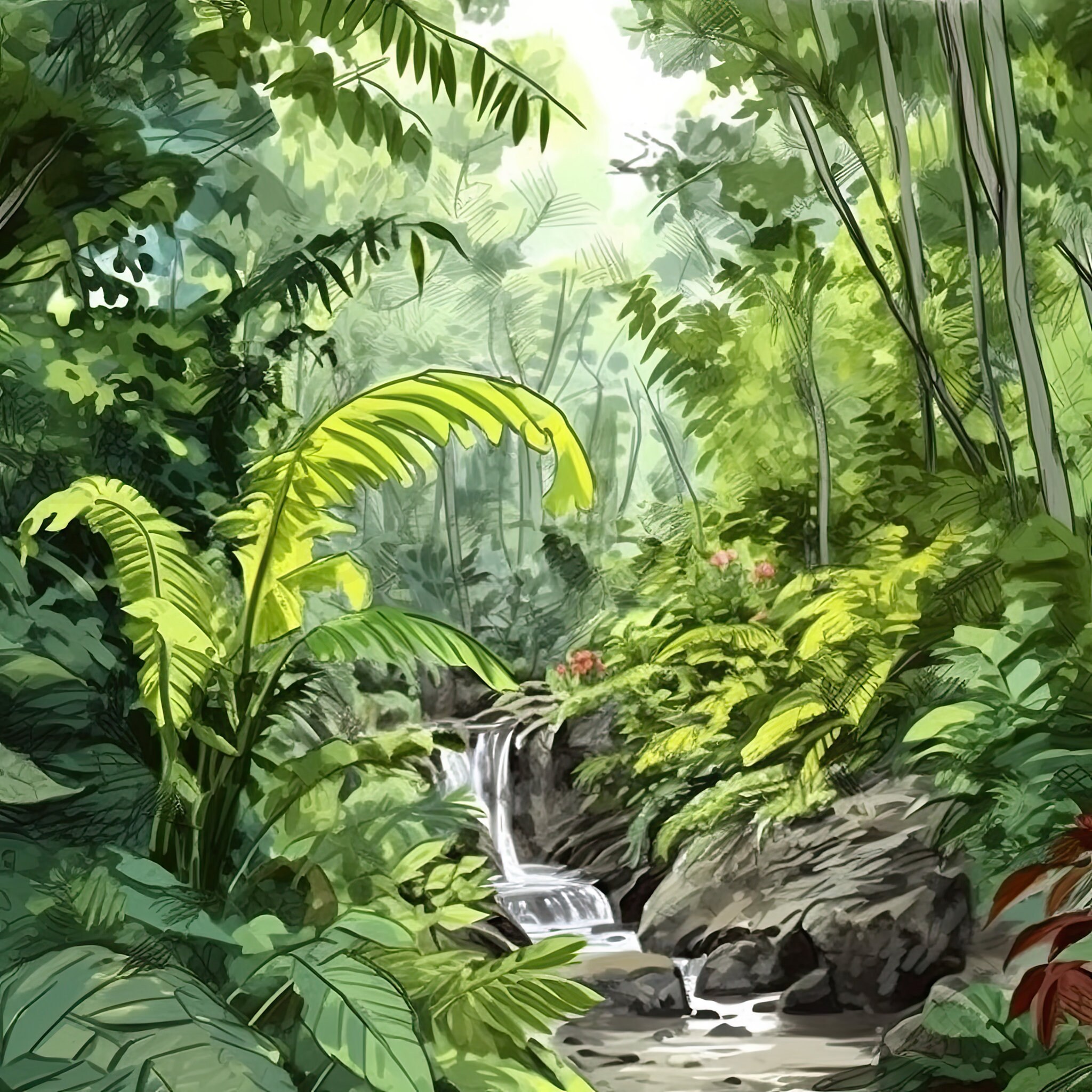 Fern Gully Clipart, 12 High Quality Jpgs, Printable Watercolor Wall Art ...