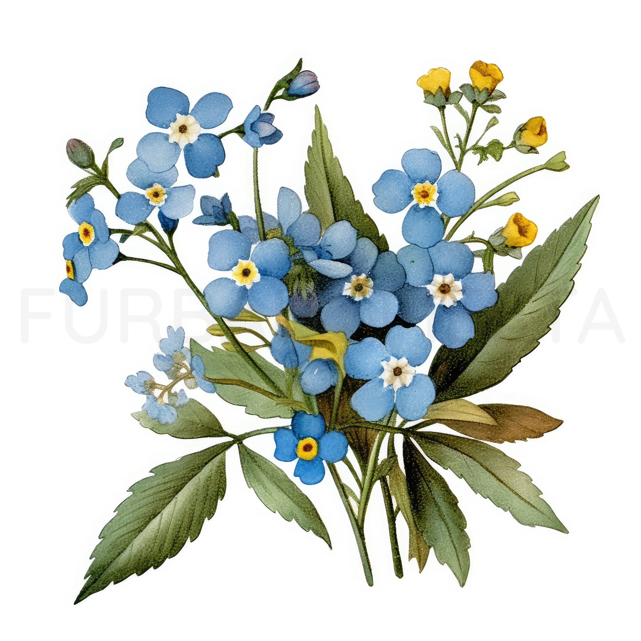 Forget-me-not Printable Flower Art Set 2 10 High Quality - Etsy