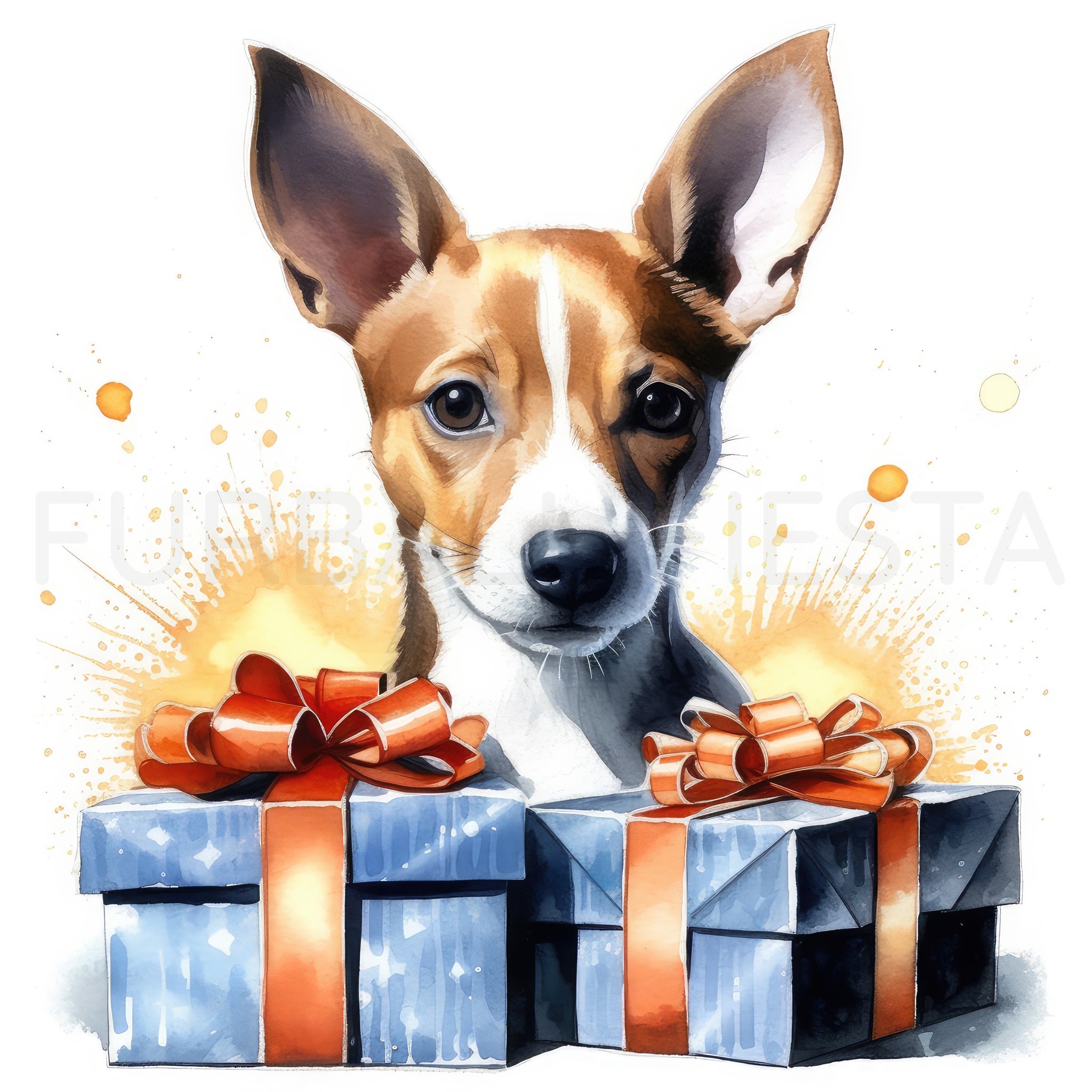 Basenji Puppy Clipart, 16 High-quality JPG, Watercolor, Printable Dog ...